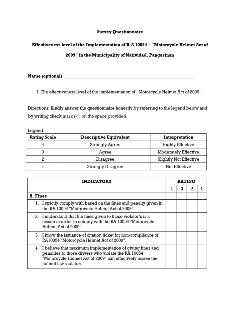 Floating of Survey Questionnaire For Community | PDF | Regulatory ...