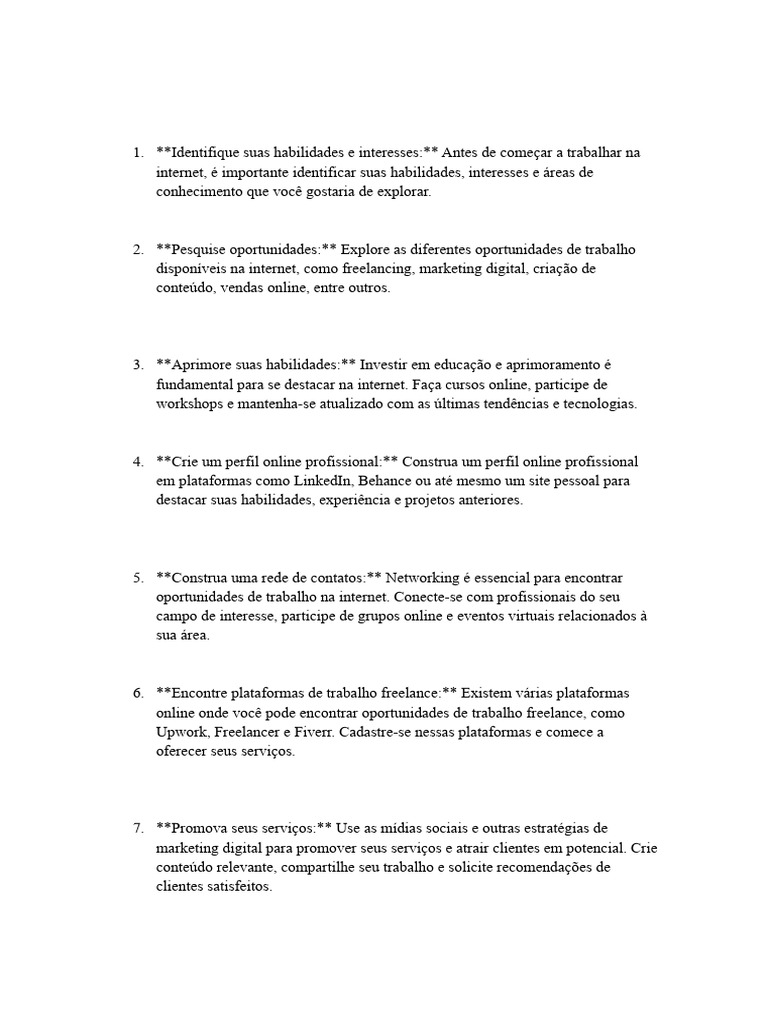 10 Passos para Trabalhar Na Internet | PDF | Internet | Trabalhador ... 10 Passos para Trabalhar Na Internet | PDF | Internet | Trabalhador ...