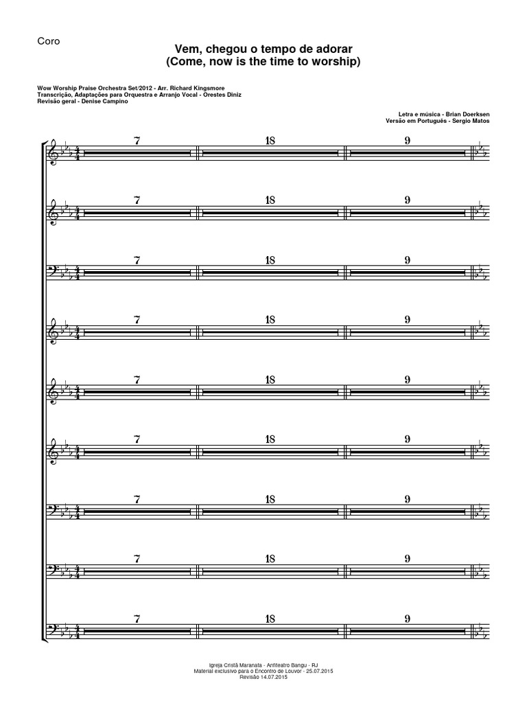 Coro - Vem, Chegou o Tempo | PDF