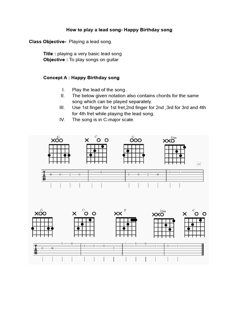 Happy Birthday On Guitar | PDF | Language Arts & Discipline | Foreign ...