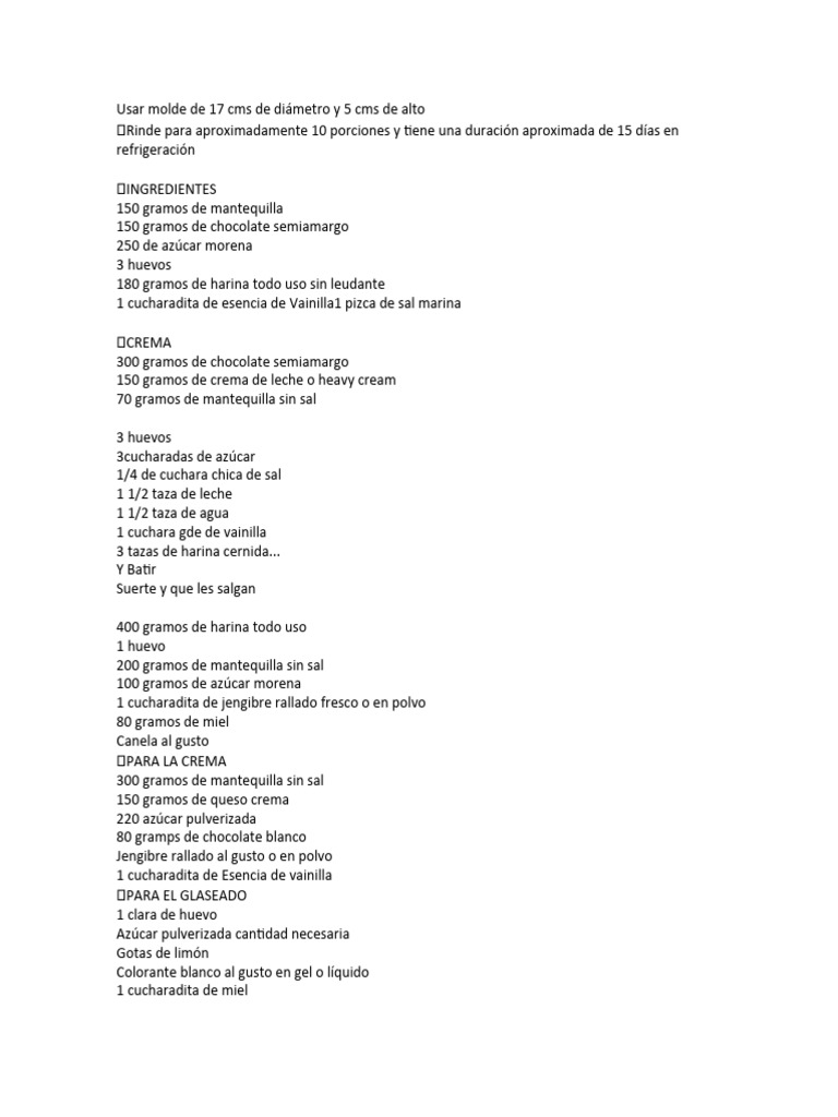 Usar Molde de 17 Cms de Diámetro y 5 Cms de Alto | PDF