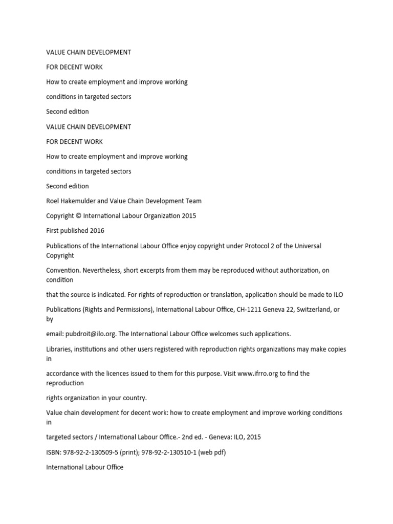 Value Chain Development | PDF | International Labour Organization ...