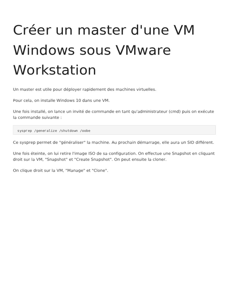 Création d'un Master VM Windows | PDF | Jeux et activités | Ordinateurs