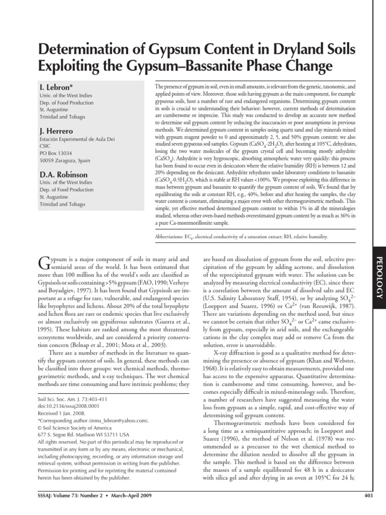 Gypsum Compound 02 Testing To Confirm | PDF | Humidity | Soil