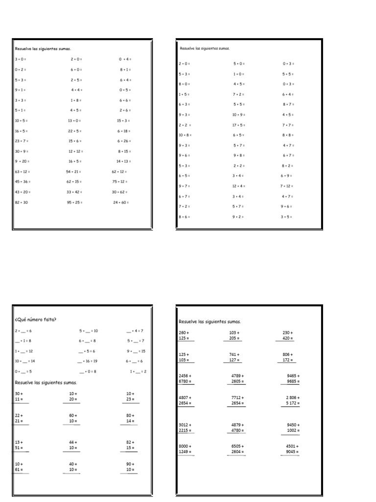 Sumas y Restas Básicas para Niños | PDF