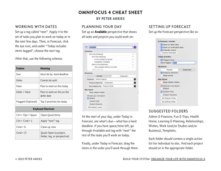 OmniFocus 4 Cheat Sheet Peter Akkies | PDF | Career & Growth