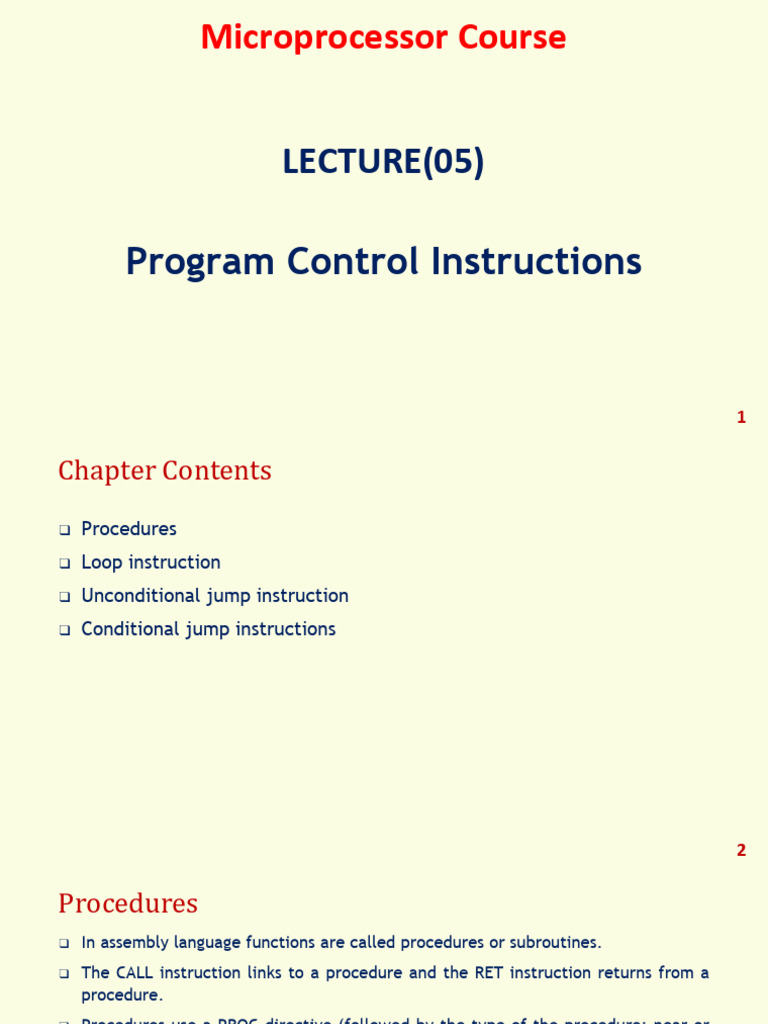 MP - Lec 05 - Program Control Instructions | PDF | Control Flow | Software Engineering