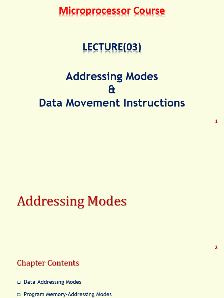 MP - Lec 03 - Addressing Modes and Data Movement | PDF | Assembly ...