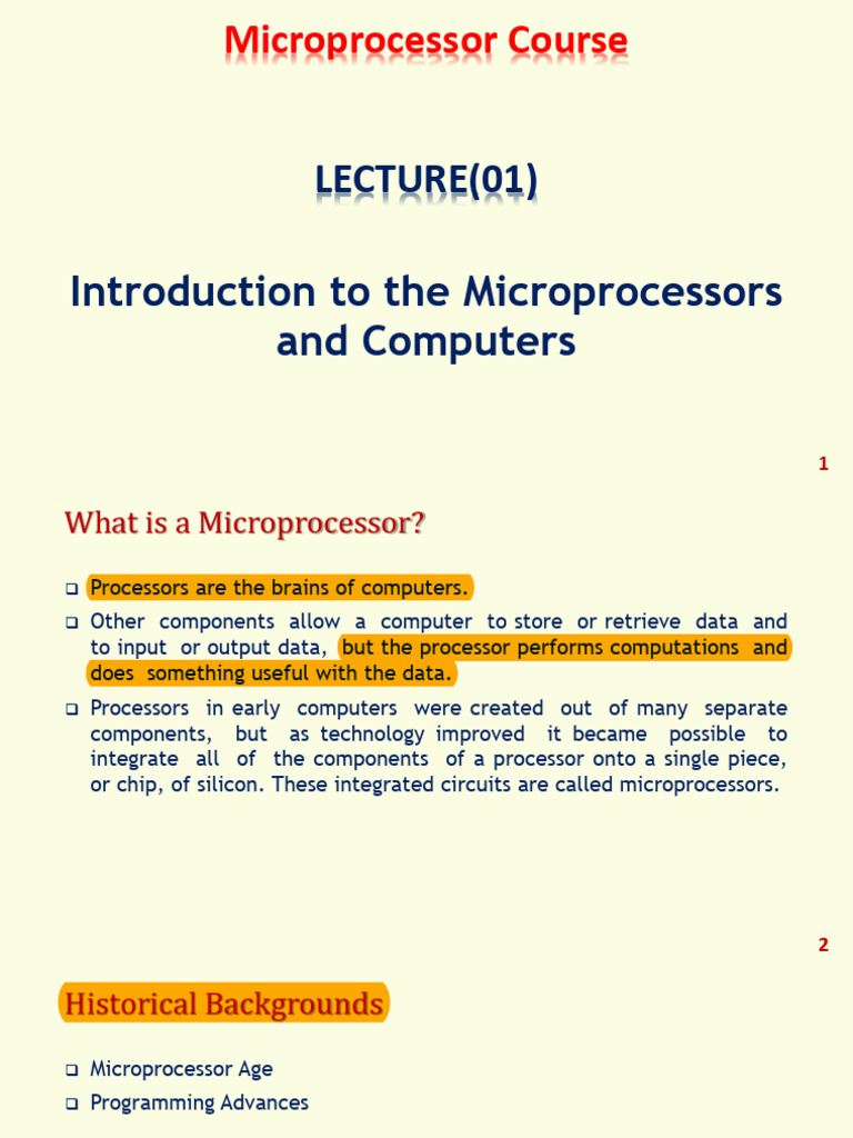 MP - Lec 01 - Introduction To Microprocessor and Computer | PDF | Central Processing Unit ...