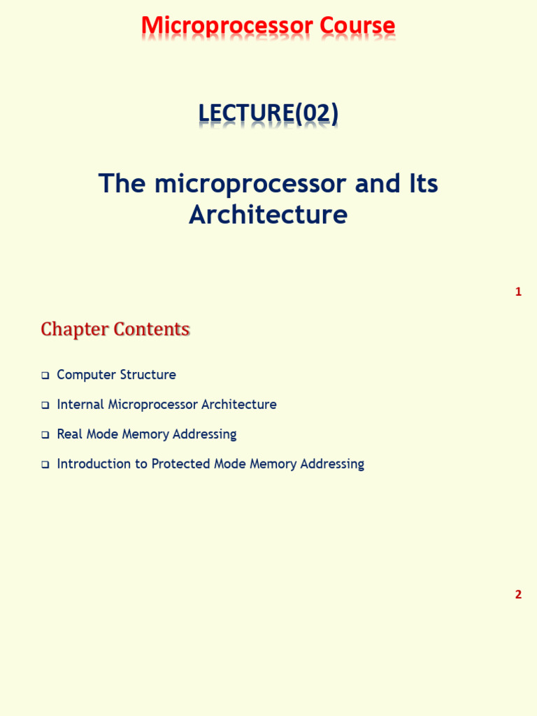 MP - Lec 02 - The Microprocessor and Its Architecture | PDF