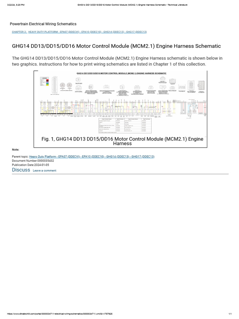 GHG14 DD13 - DD15 - DD16 Motor Control Module (MCM2.1) Engine Harness ...