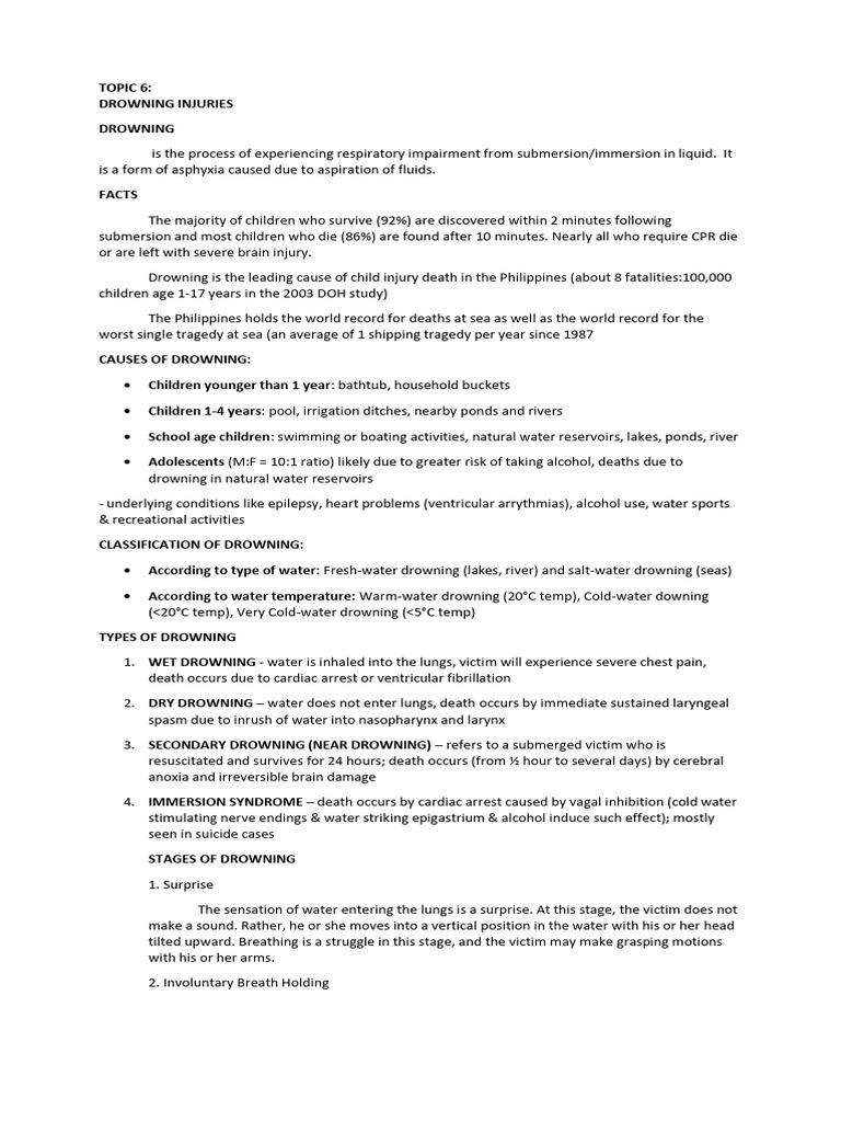 Drowning Injuries | PDF | Medical Specialties | Clinical Medicine