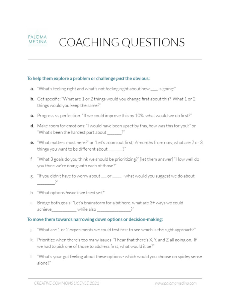 COACHING+QUESTIONS+CHEAT+SHEET | PDF