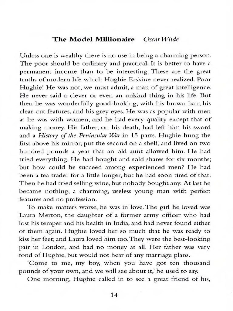 Hughie's Fortune: The Model Millionaire | PDF
