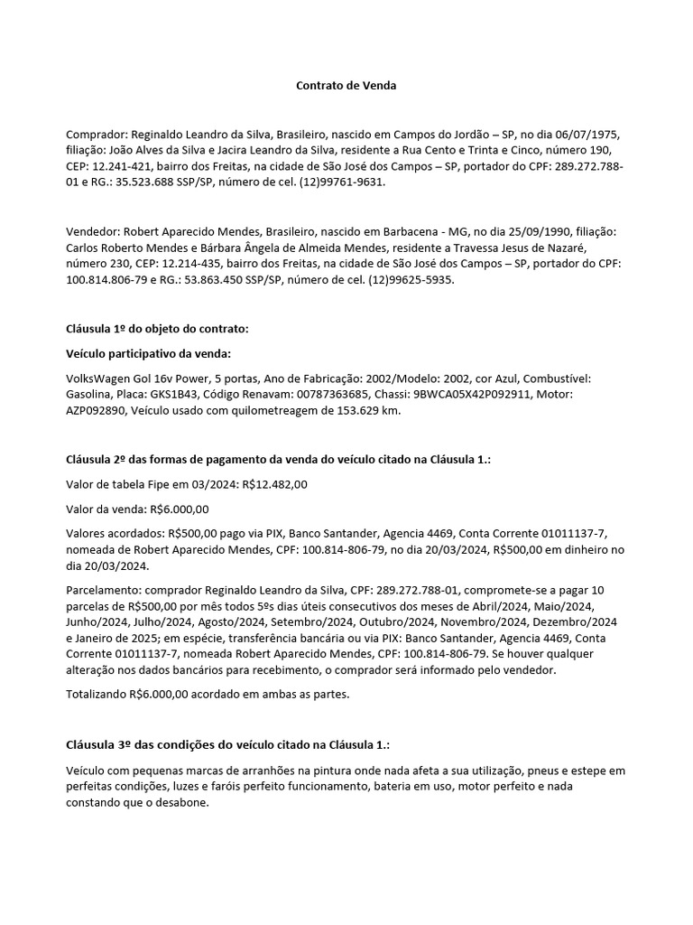 Contrato de Venda | PDF