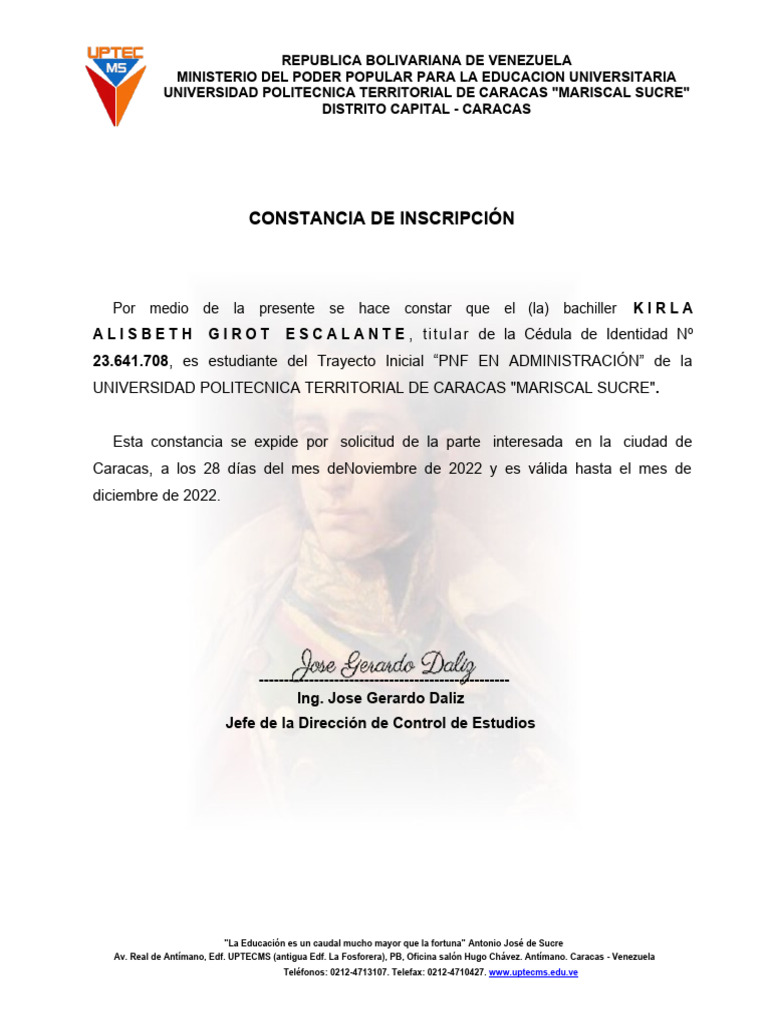 Constancia de Estudio KIRLA GIROT | PDF