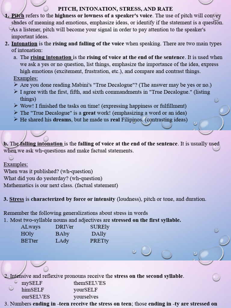 Lesson 10 Intonation and Stress | PDF | Stress (Linguistics) | Word