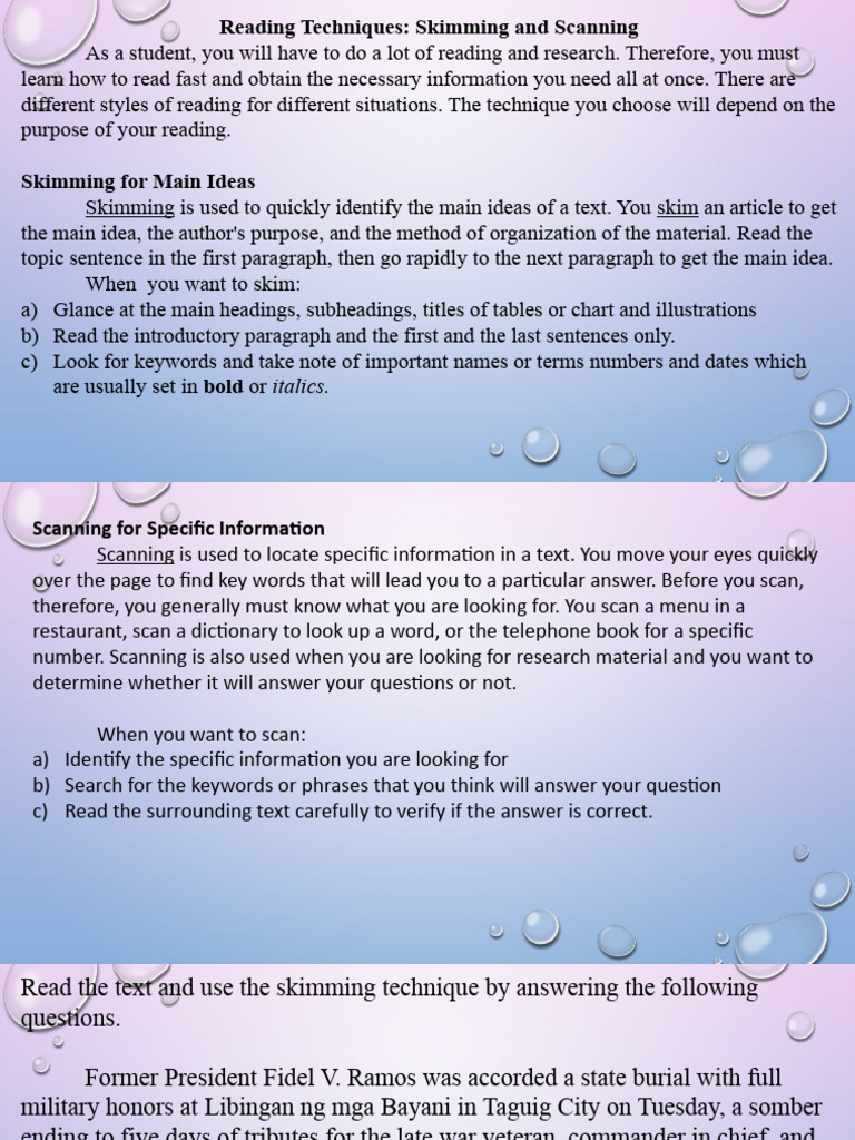 Lesson 6 Scanning and Skimming | PDF