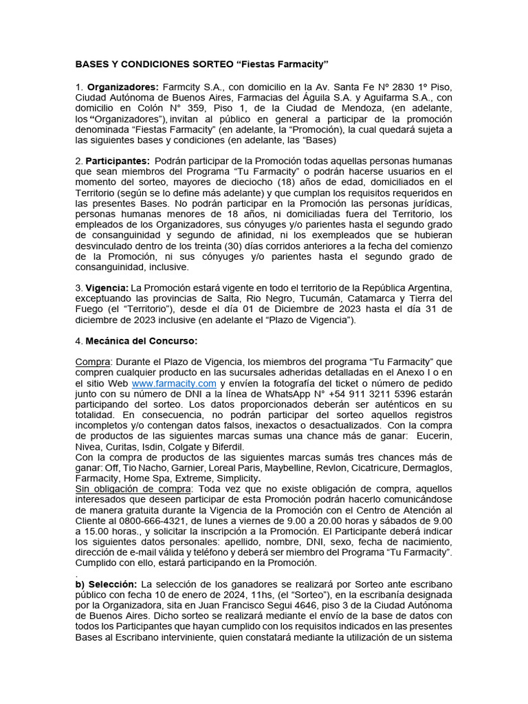 Bases y Condiciones Sorteo Disney | PDF | Buenos Aires | Software