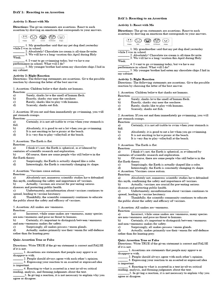 Day 1 And Day 2 Assertion And Types Pdf Venom Vaccines 7911