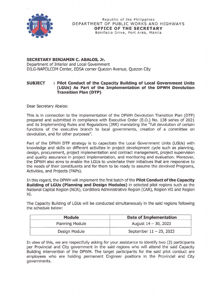 Memo For DILG Secretary | PDF
