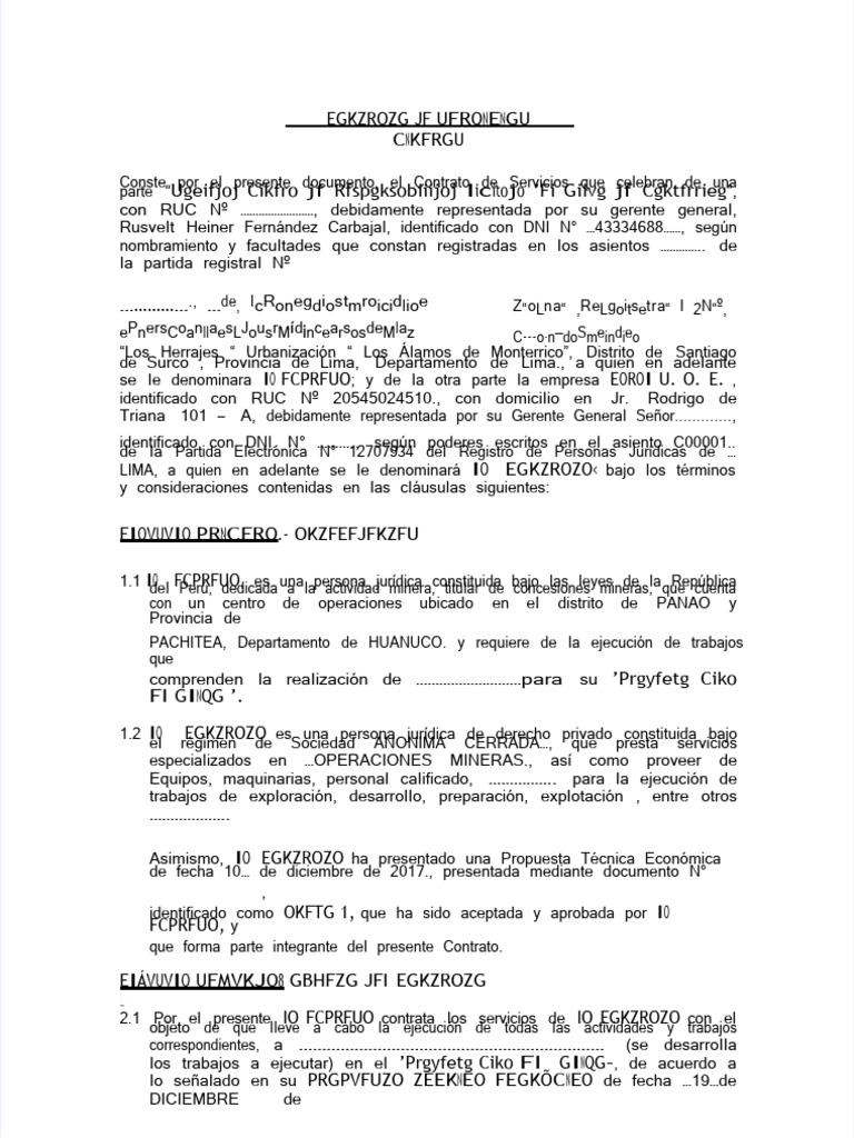 PDF Contrato de Locacion de Servicios Con Contrata Minera | PDF