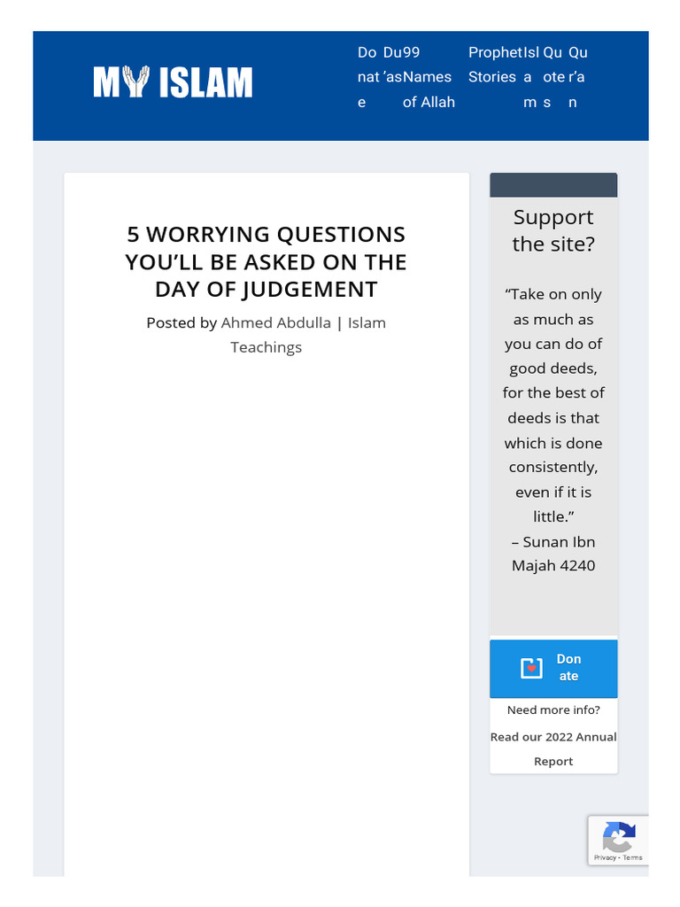 5 Worrying Questions Asked On The Day of Judgement | PDF | God In Islam ...