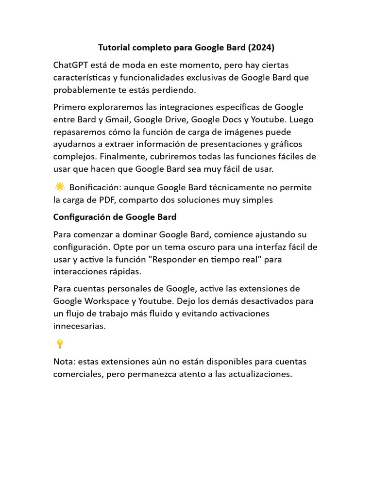 Tutorial completo para Google Bard | PDF