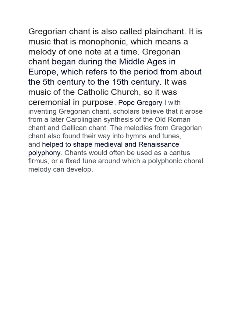 History and Significance of Gregorian Chant | PDF | Art | Religion ...