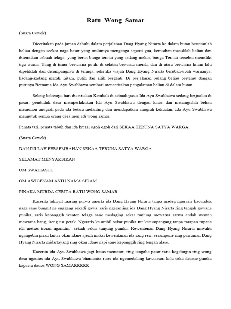 CERITA Ratu Wong Samar | PDF