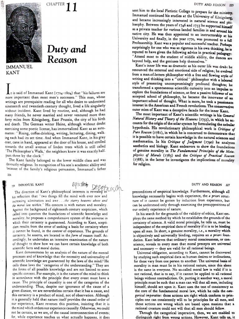 Immanuel Kant - Duty and Reason | PDF