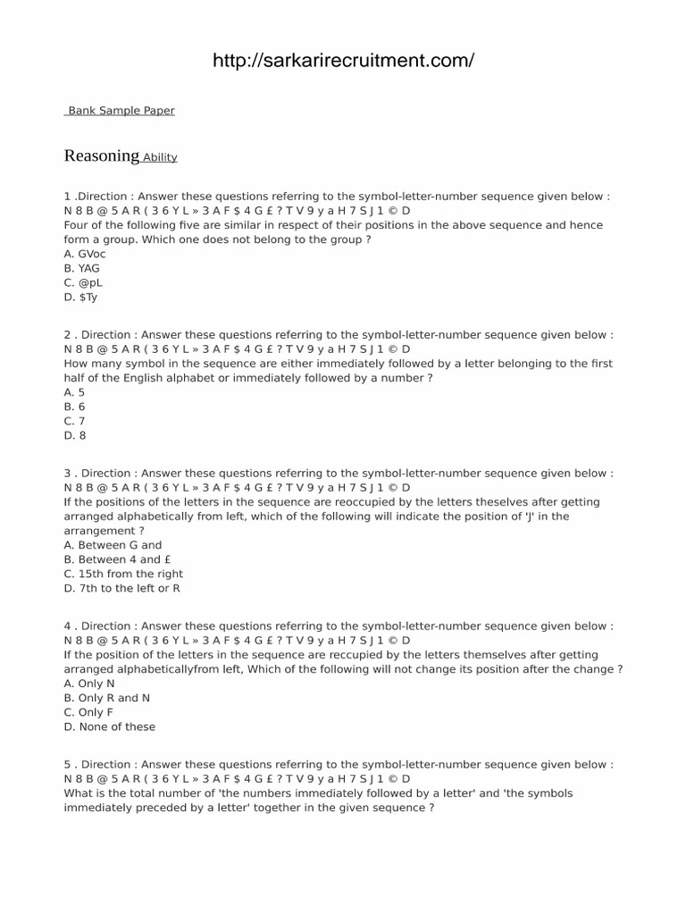Reasoning Ability | PDF