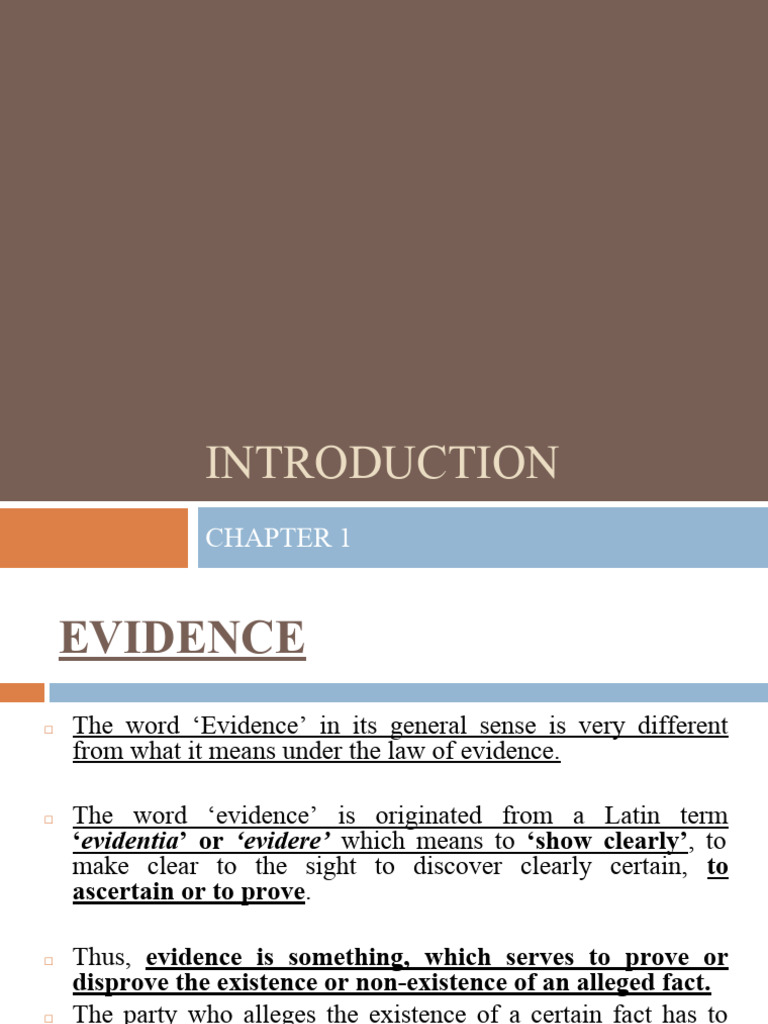 Evidence Introduction | PDF | Evidence (Law) | Separation Of Powers