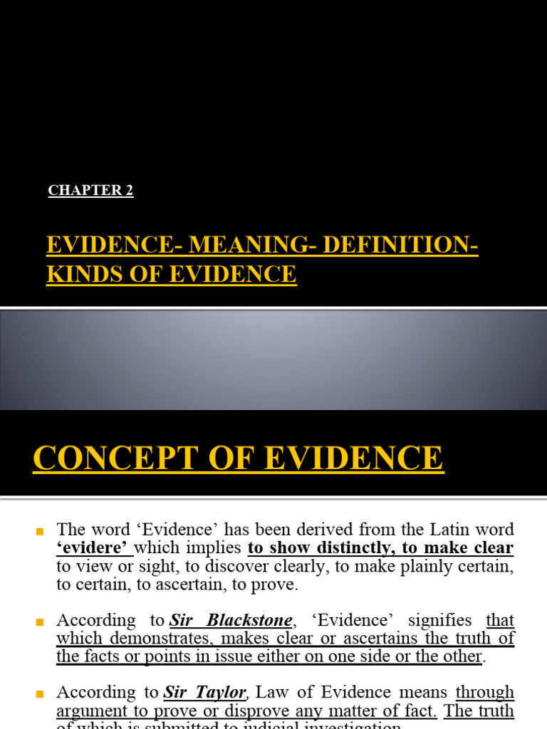 Evidence - Meaning & Definition | PDF | Evidence (Law) | Burden Of ...