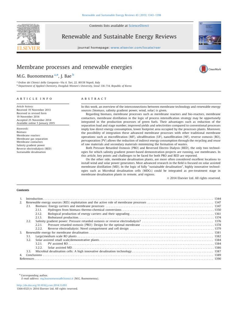 Membrane Processes and Renewable Energies | PDF | Renewable Energy ... Membrane Processes and Renewable Energies | PDF | Renewable Energy ...