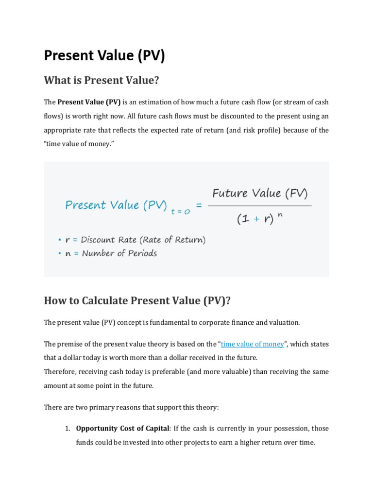 Present Value Calculation Guide | PDF | Present Value | Discounted Cash ...