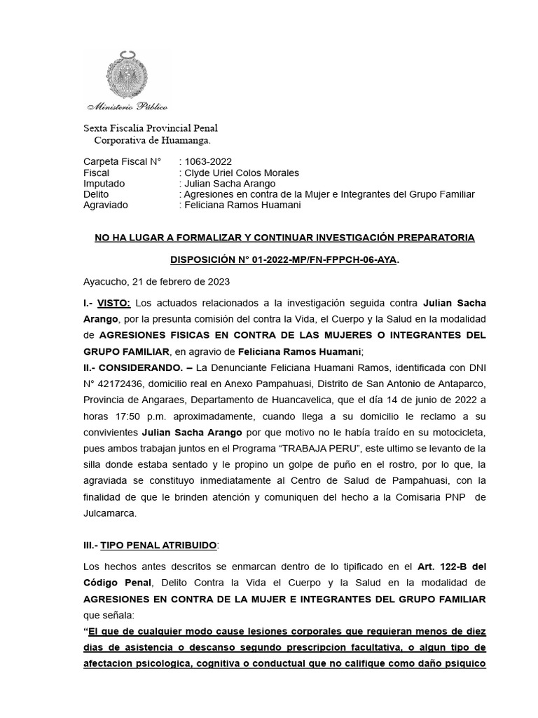 Caso 1063-2022 Agresiones en Contra de Las Mujeres (Archivo) | PDF ...