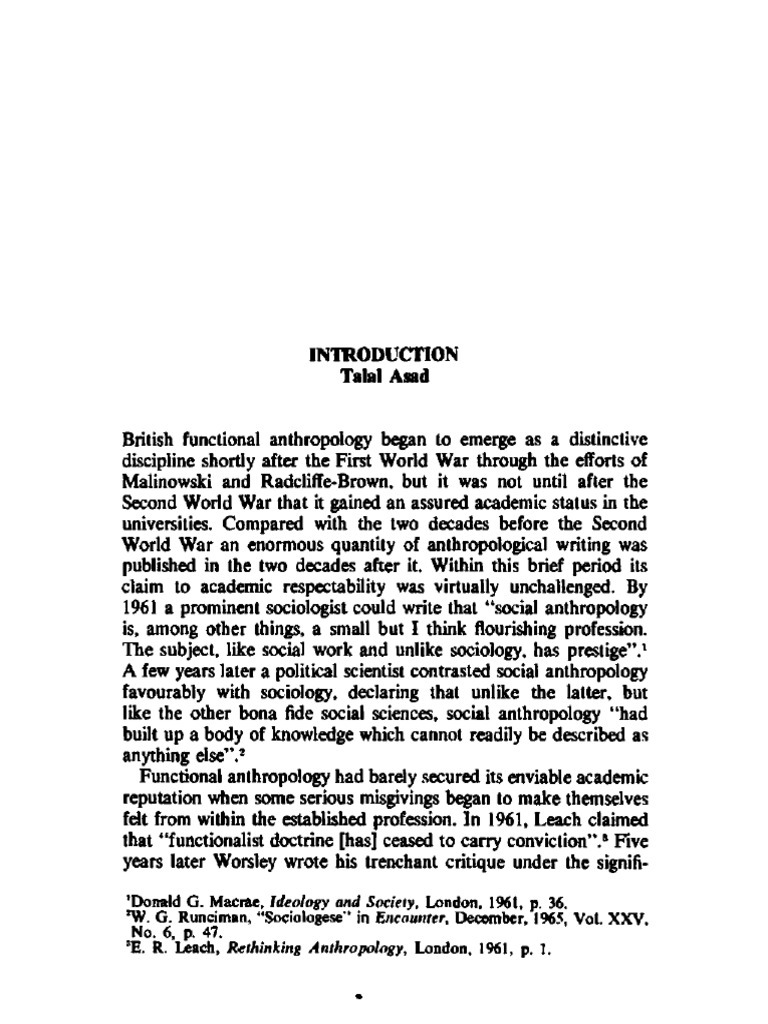 Asad - Introduction To Anthropology and Colonial Encounter | PDF