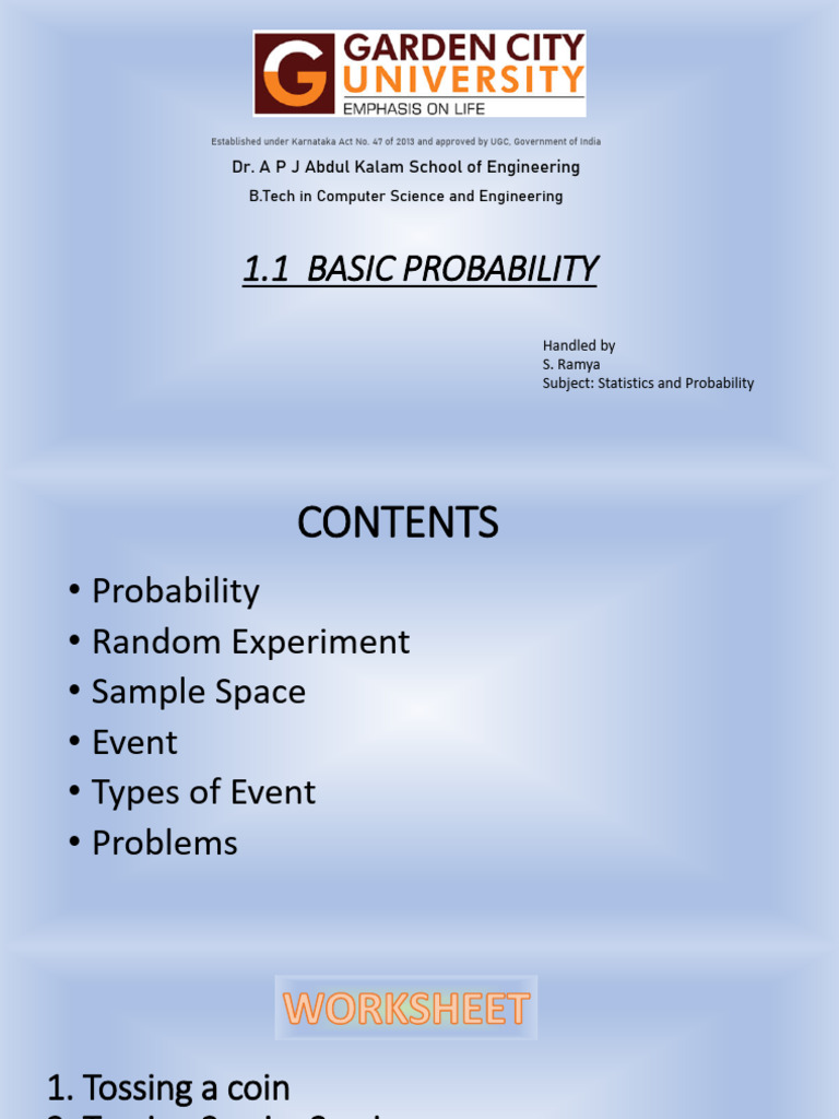 SP Handout Module 1 | PDF | Probability | Mathematics