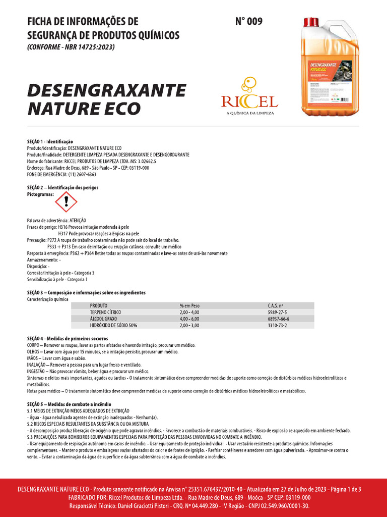 Fispq Desengraxante Nature Eco Compressed | PDF