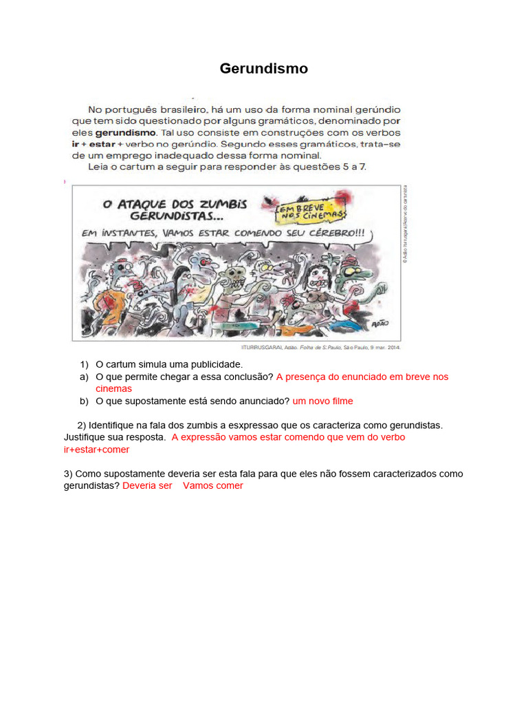 Gerundismo 7° Ano 11 A 15.03 | PDF | Artes Linguísticas e Disciplina ...