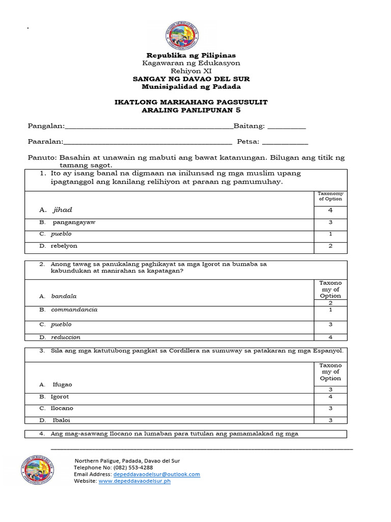AP5-TQS-PISA-Like - 3rd Q | PDF