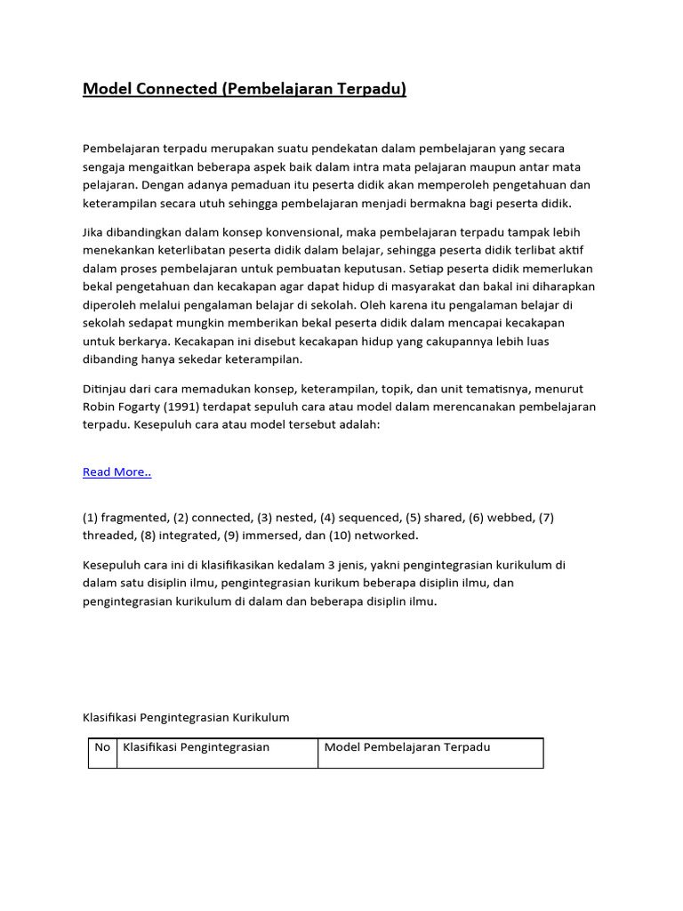 Model Pembelajaran Tipe Connected | PDF