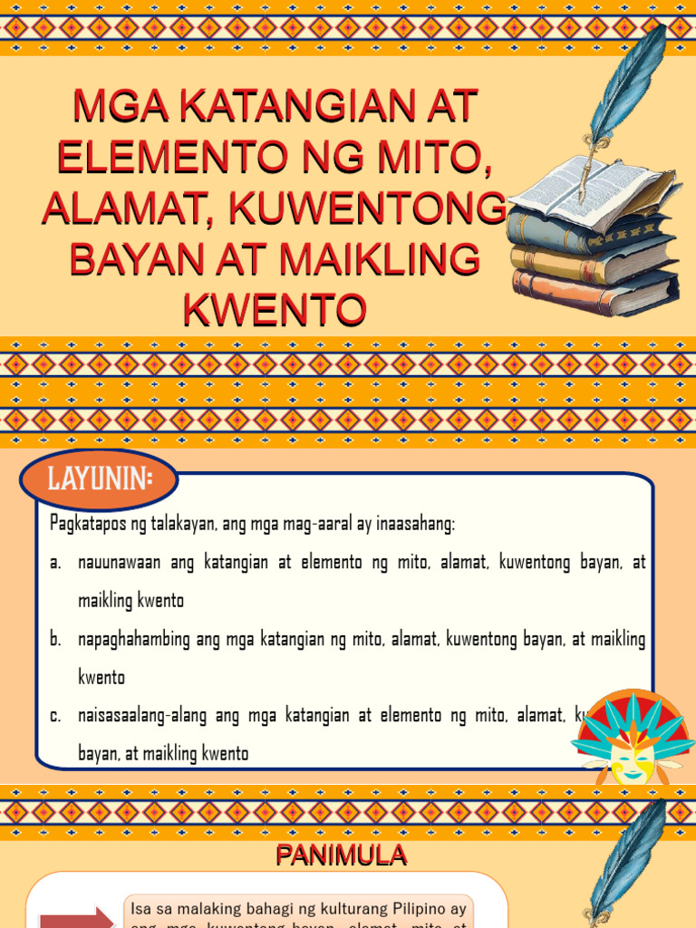 Mga Katangian NG Mito Alamat Maikling Kwento at Kuwentong Bayan | PDF