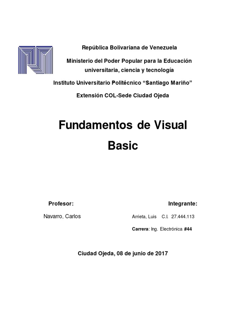 Fundamentos de Visual Basic 6.0 | PDF | Arte | Tecnología