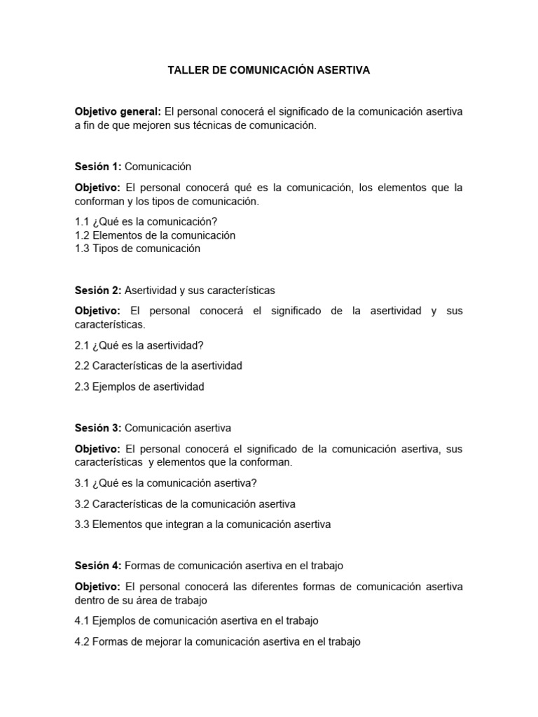 Taller de Comunicación Asertiva | PDF | Crecimiento personal y profesional