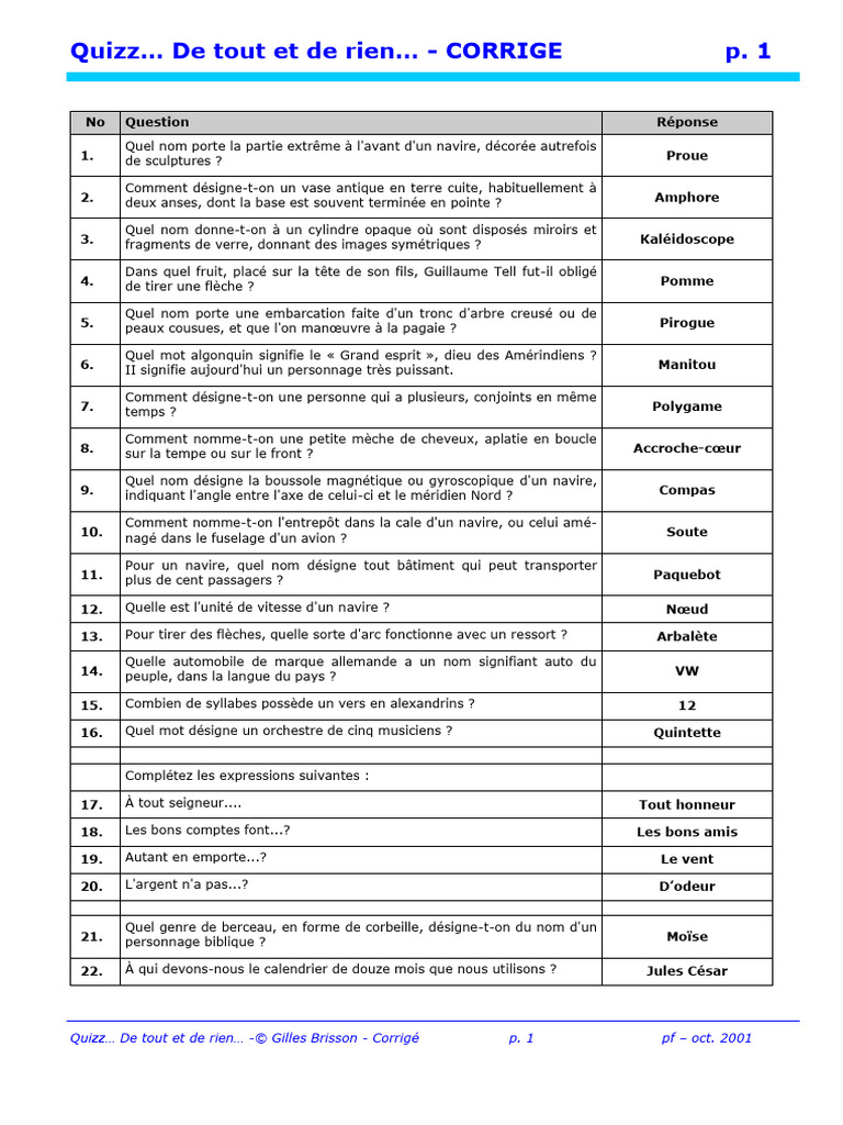 Quiz..Du Tout... Du Rien | PDF