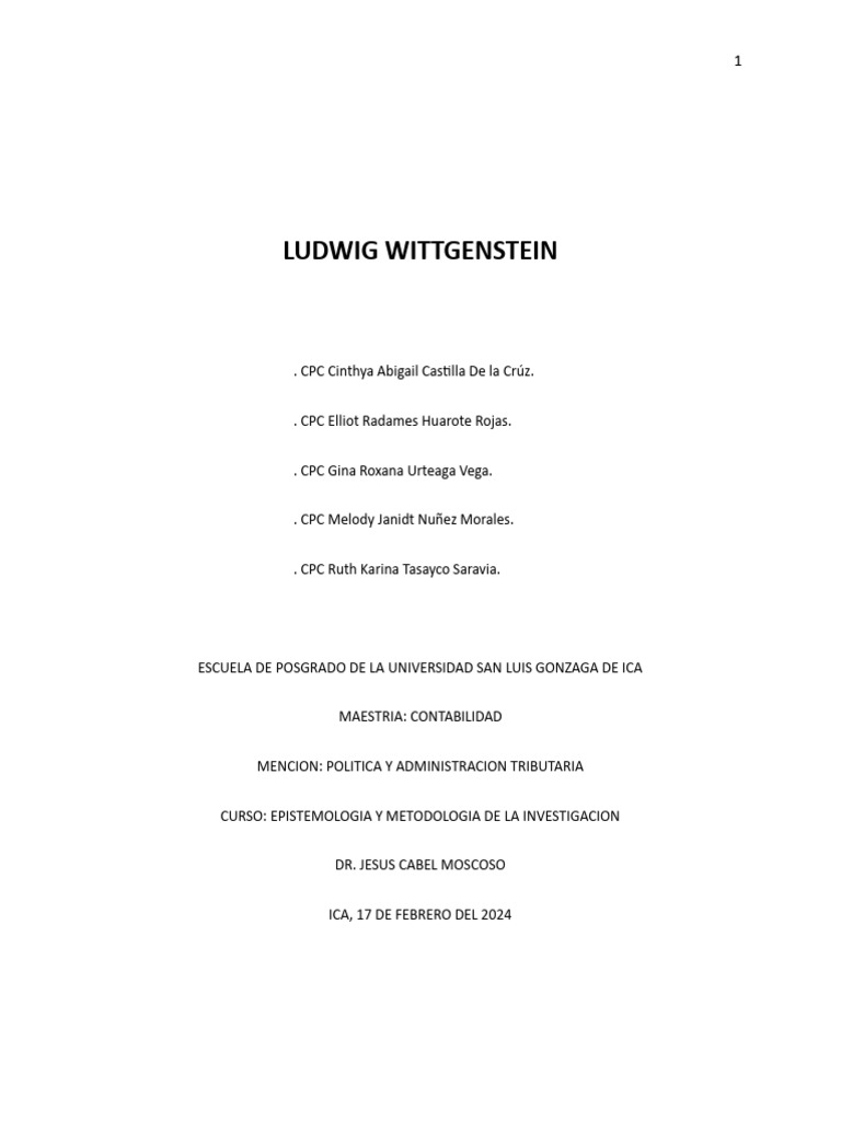 Ludwig Wittgenstein Pdf Ludwig Wittgenstein Conocimiento