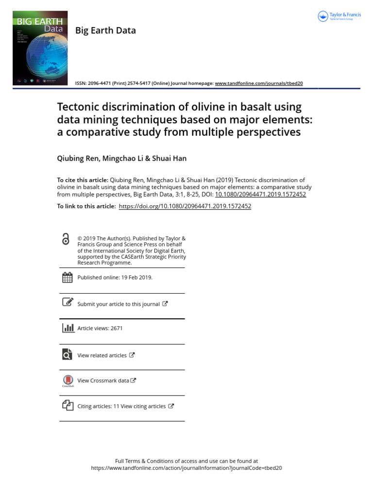 Tectonic Discrimination of Olivine in Basalt Using Data Mining ...