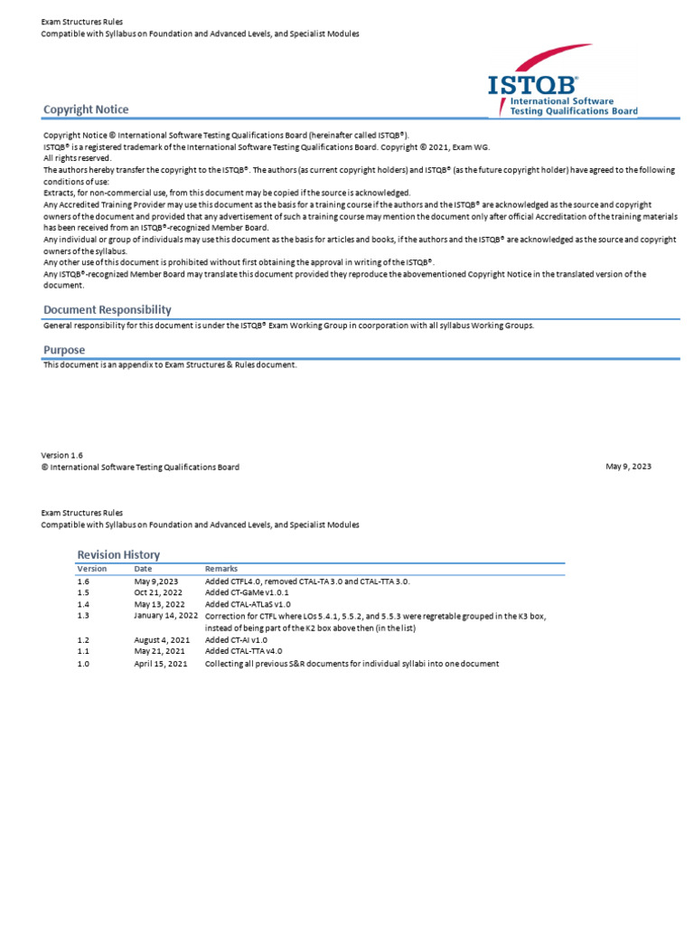 ISTQB Exam-Structure-Tables v1 6 | PDF | International Software Testing ...